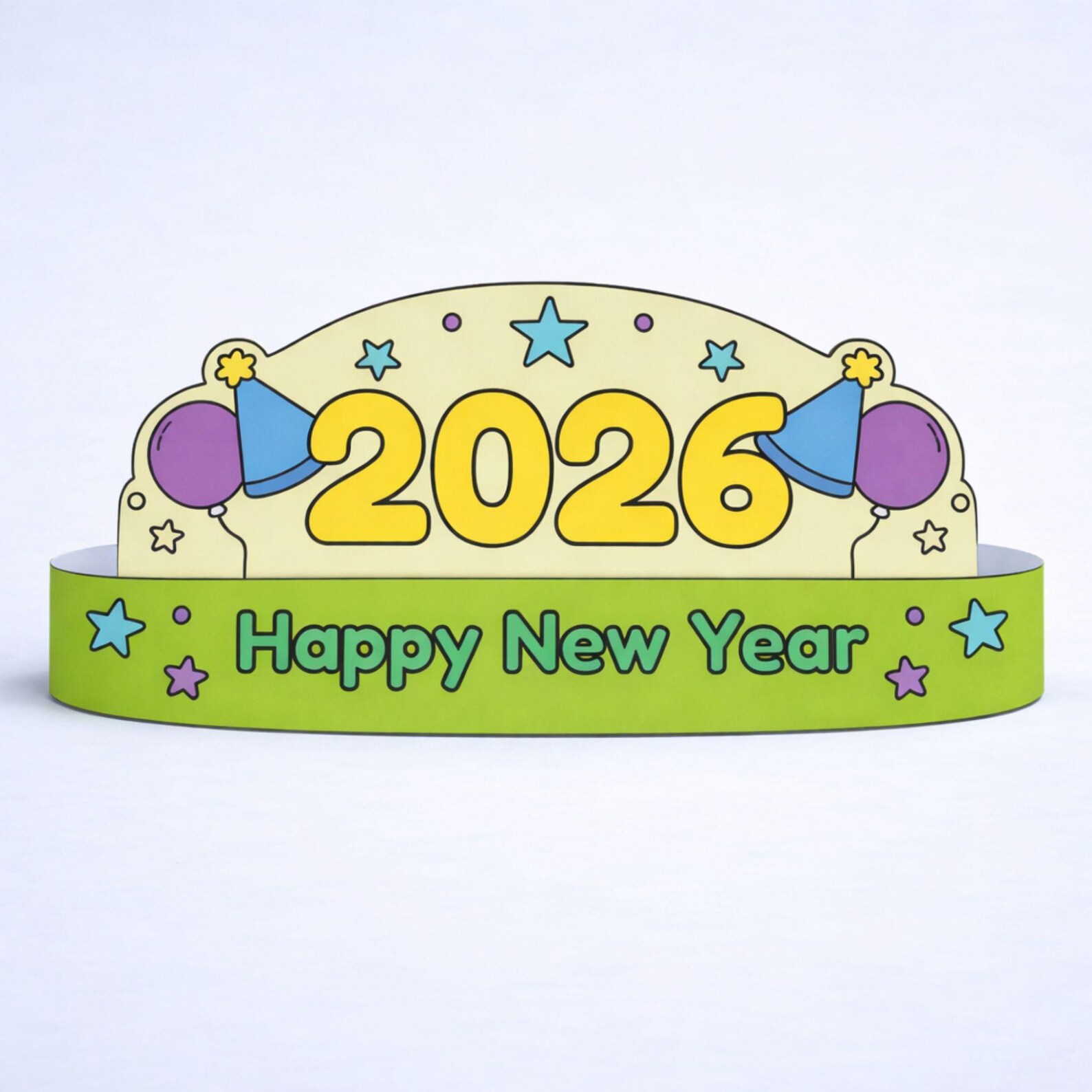2026 Crown Craft for Kids | Printable New Year Headband | Color & Black ...