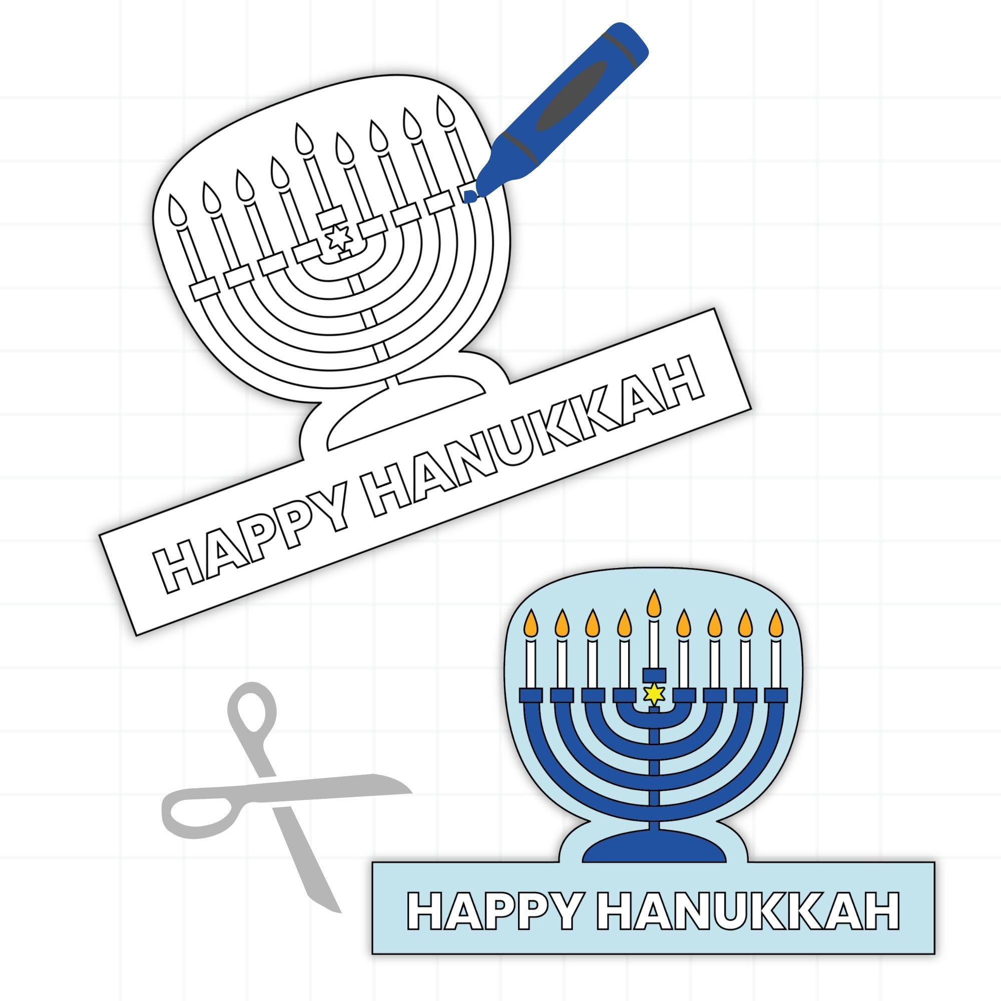 Hanukkah Menorah Crown Craft for Kids | Printable Hanukkah Headband ...