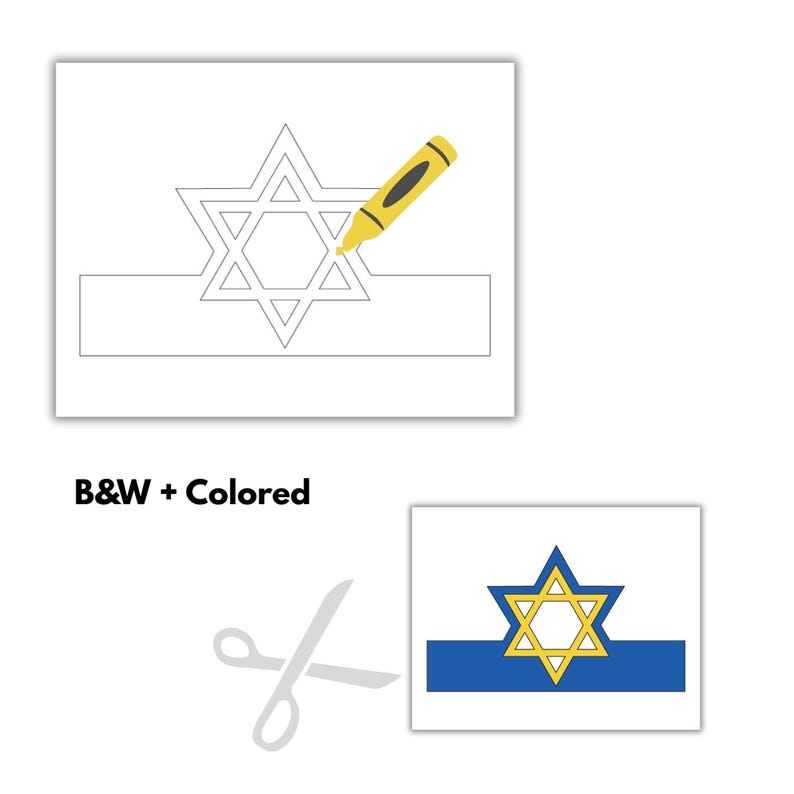 Star of David Crown Printable | Color + BW - Etsy