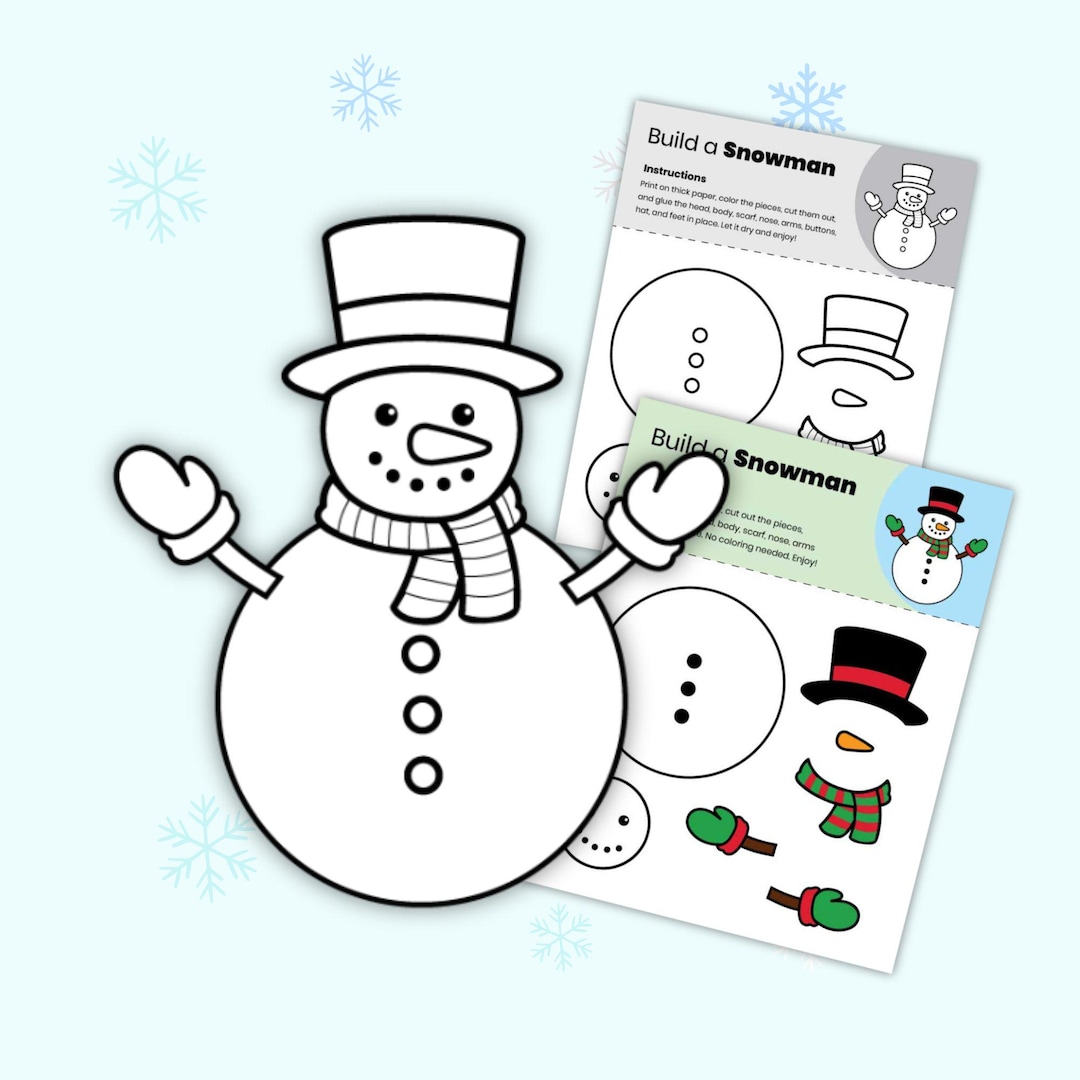 Snowman Cut and Paste Printable | Build-it Activity for Kids | Winter ...