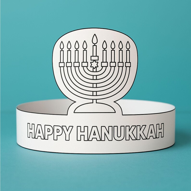 Hanukkah Menorah Crown Craft for Kids | Printable Hanukkah Headband ...