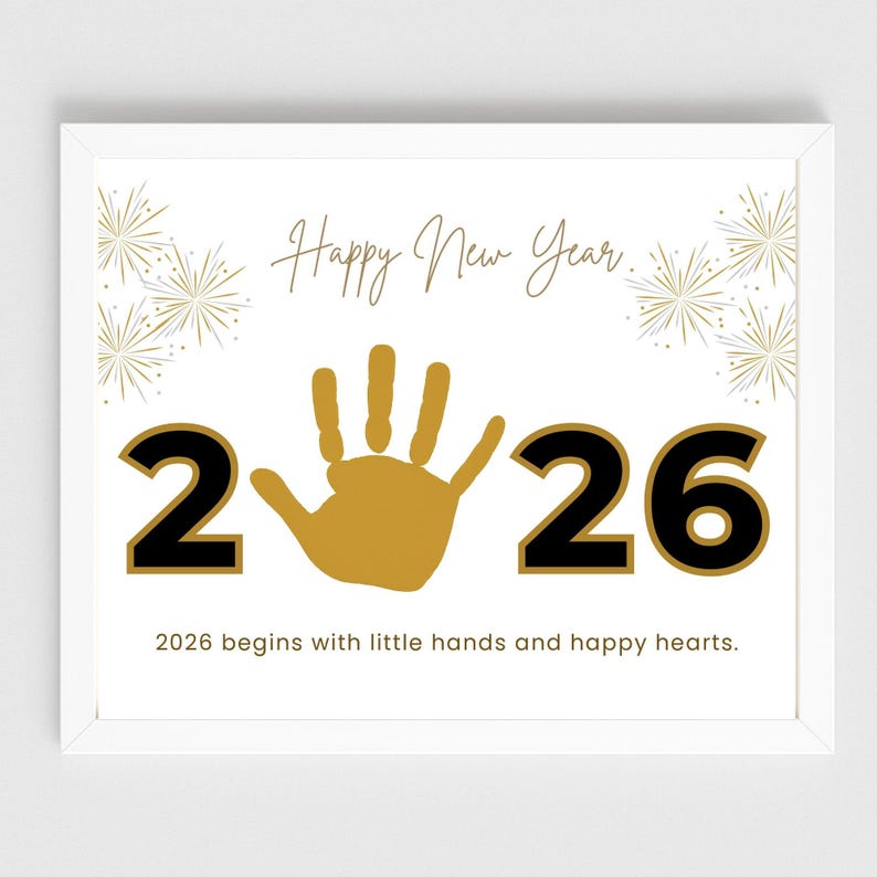 New Year 2026 Kids Handprint Craft Printable Keepsake (3 Design Options ...