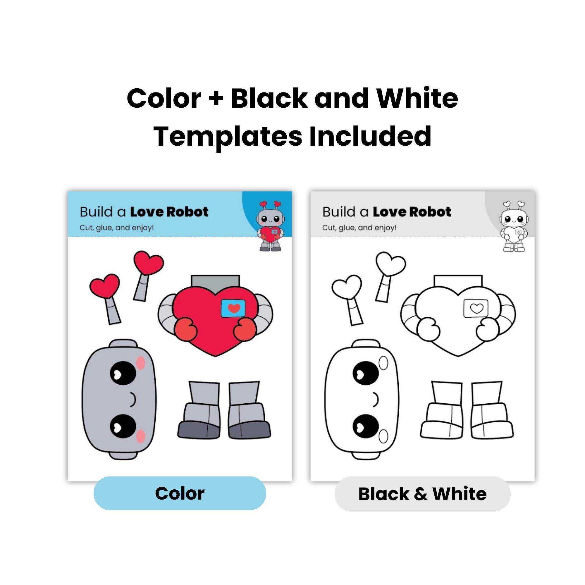 Build a Love Robot Cut and Paste Craft | Valentine Preschool Printable ...