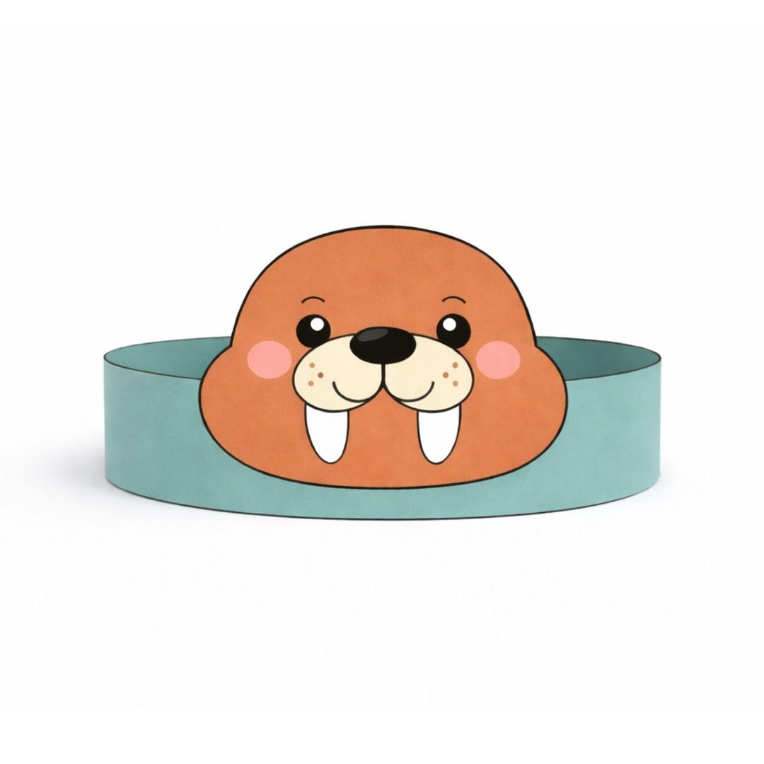 Walrus Crown Craft Printable | Arctic Animal Paper Crown | Color and B ...