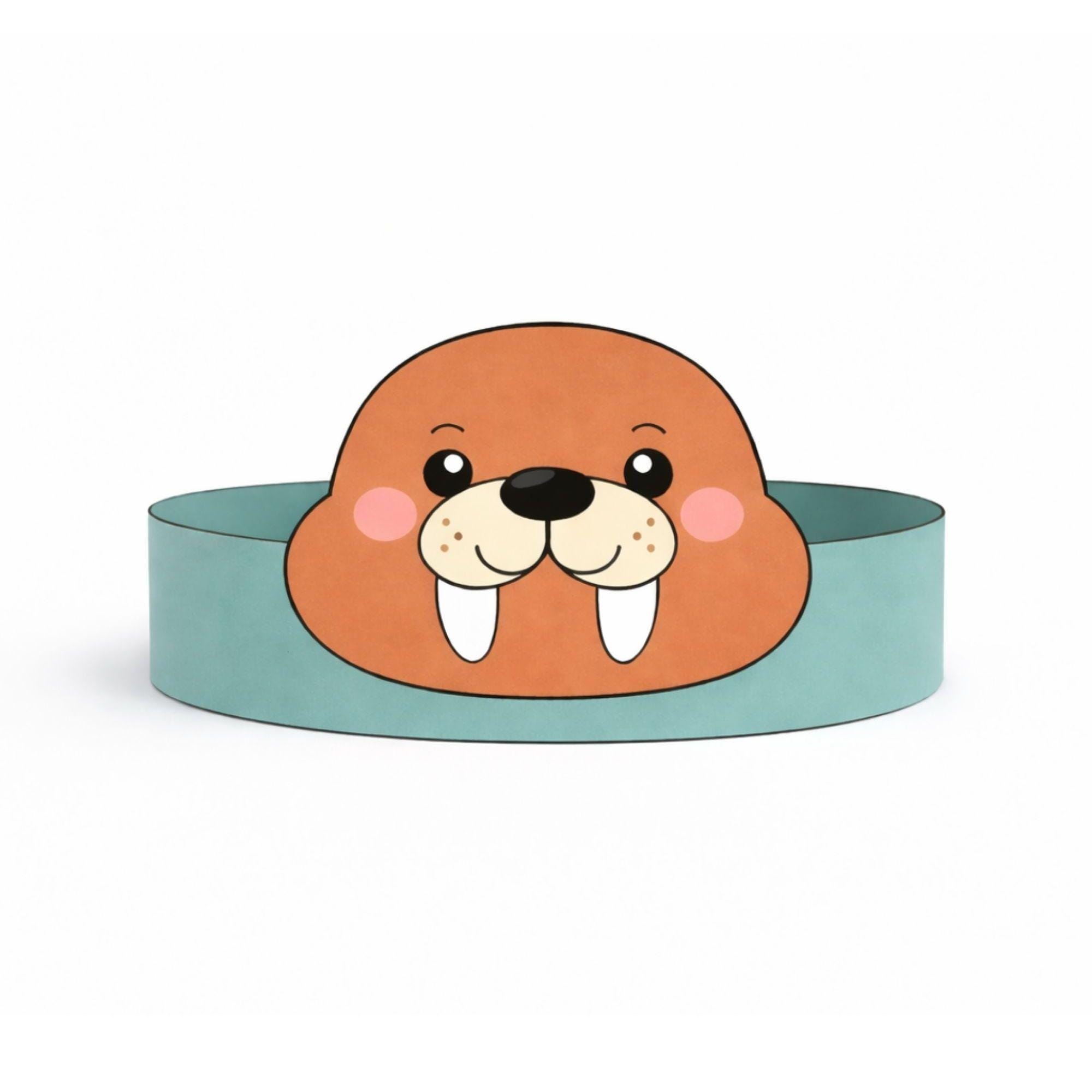 Walrus Crown Craft Printable | Arctic Animal Paper Crown | Color and B ...