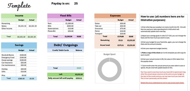 Monthly Personal Budget Planner | Savings Tracker & Daily Spending ...