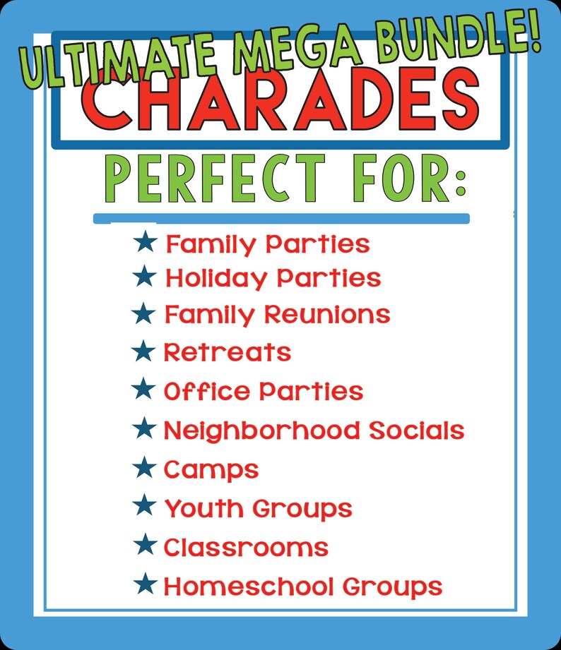 Ultimate Charades Mega Bundle | 1300+ Charades Prompts | Printable ...