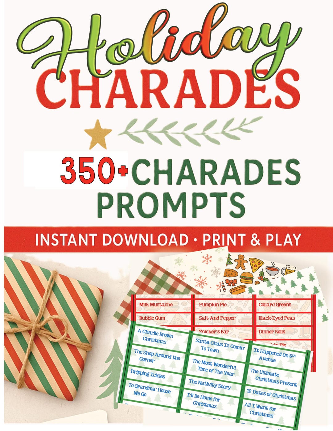 Holiday Charades Printable | Instant Download | 300+ Christmas Prompts ...