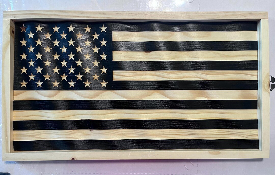 Custom Wooden Signs - Waving American Flag White and Black - Etsy