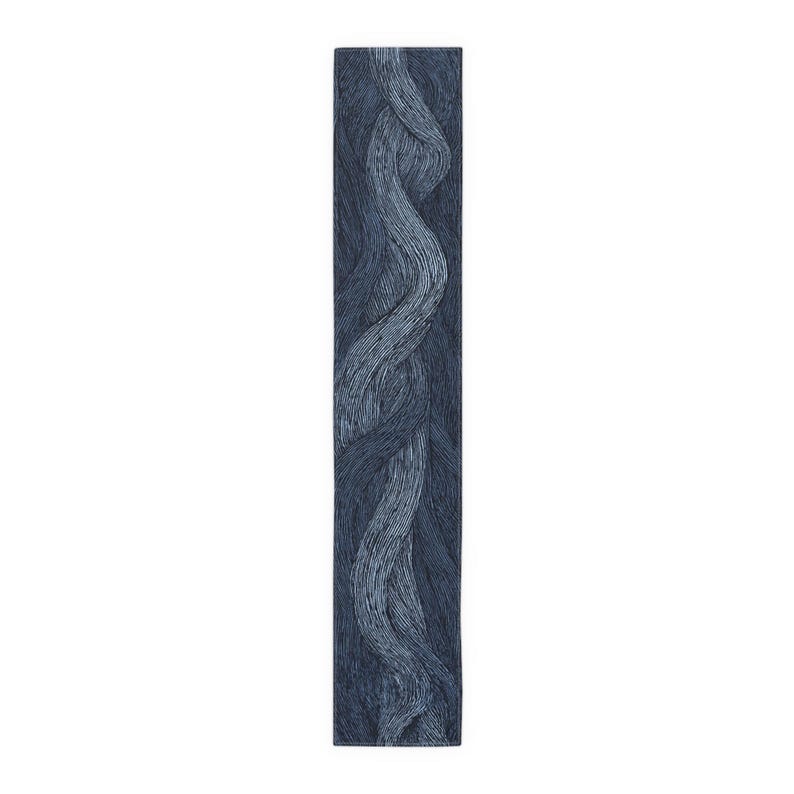 Deep Indigo Wave Pattern Table Runner | Blue Nautical Texture ...