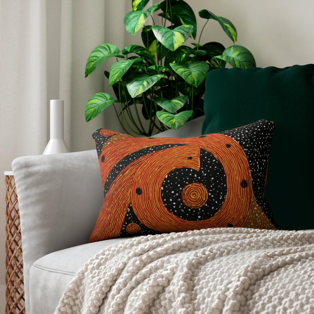 Golden Spiral Lumbar Pillow, Fibonacci Sequence Art, Celestial Gold ...