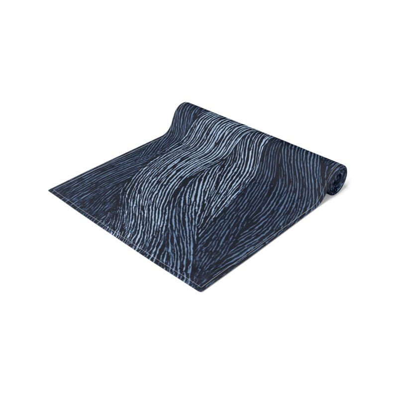 Deep Indigo Wave Pattern Table Runner | Blue Nautical Texture ...