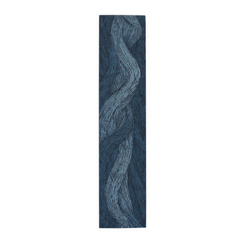Deep Indigo Wave Pattern Table Runner | Blue Nautical Texture ...