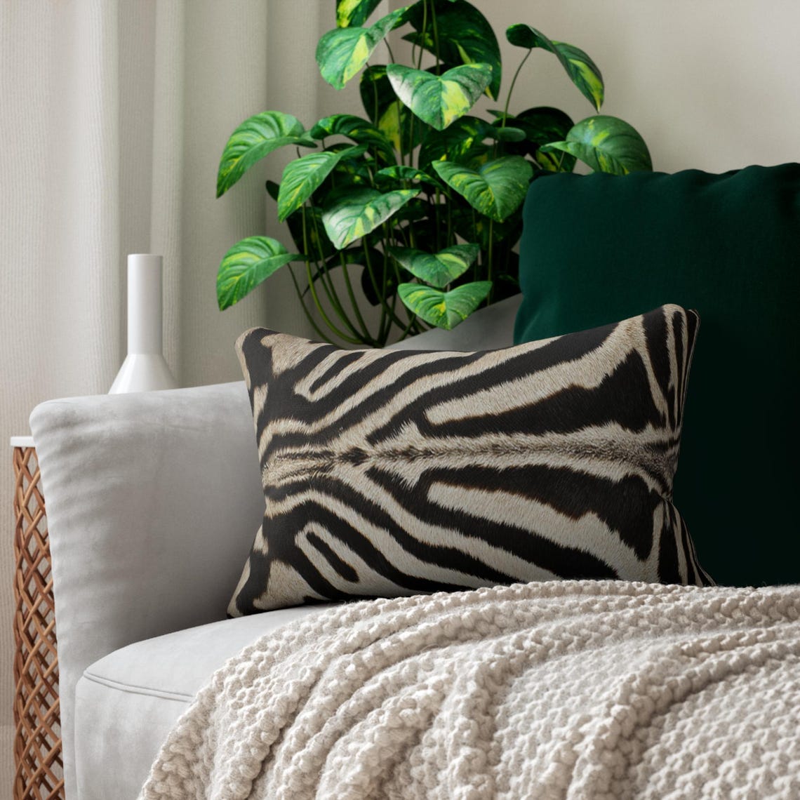 Symmetrical Zebra Skin Double-sided Printspun Polyester Lumbar Pillow ...