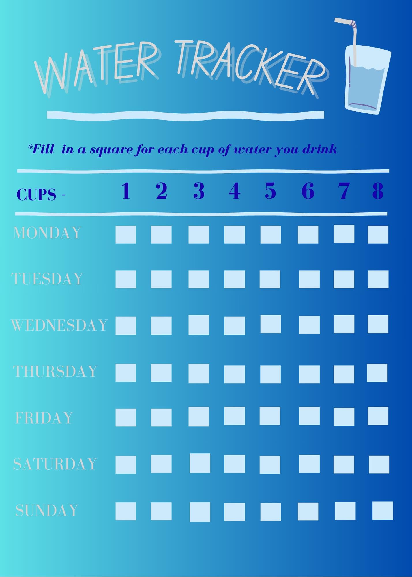 Printable Water Drinking Habit Tracker - Etsy
