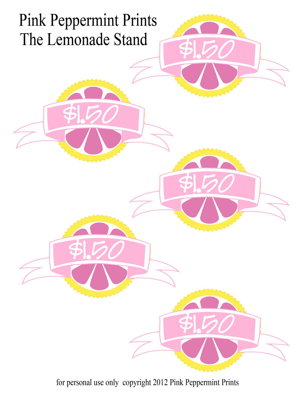 NEW INSTANT DOWNLOAD the Pink and Yellow Bake Sale/ Lemonade | Etsy