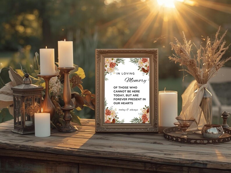 In Loving Memory, Table Signage for Wedding, Fall Colors, Floral, Those ...
