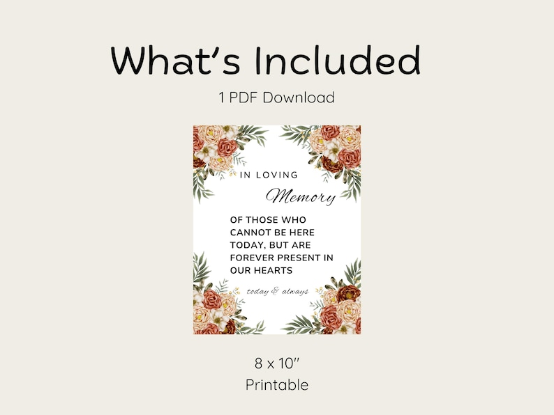 In Loving Memory, Table Signage for Wedding, Fall Colors, Floral, Those ...