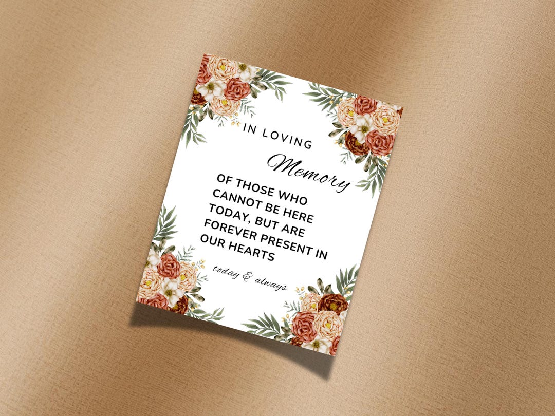 In Loving Memory, Table Signage for Wedding, Fall Colors, Floral, Those ...