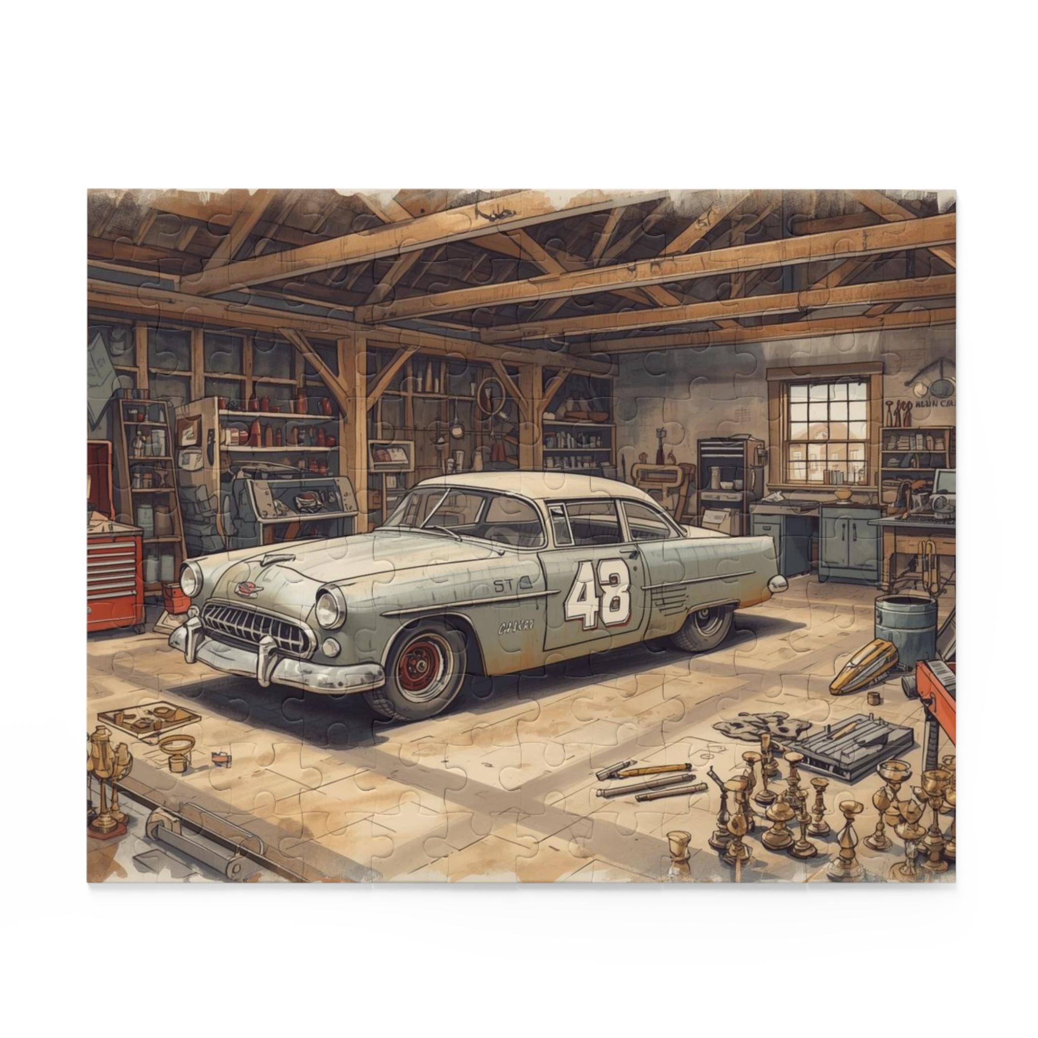Vintage Stock Car Barn Garage Puzzle Classic #48 Race Car Jigsaw for ...