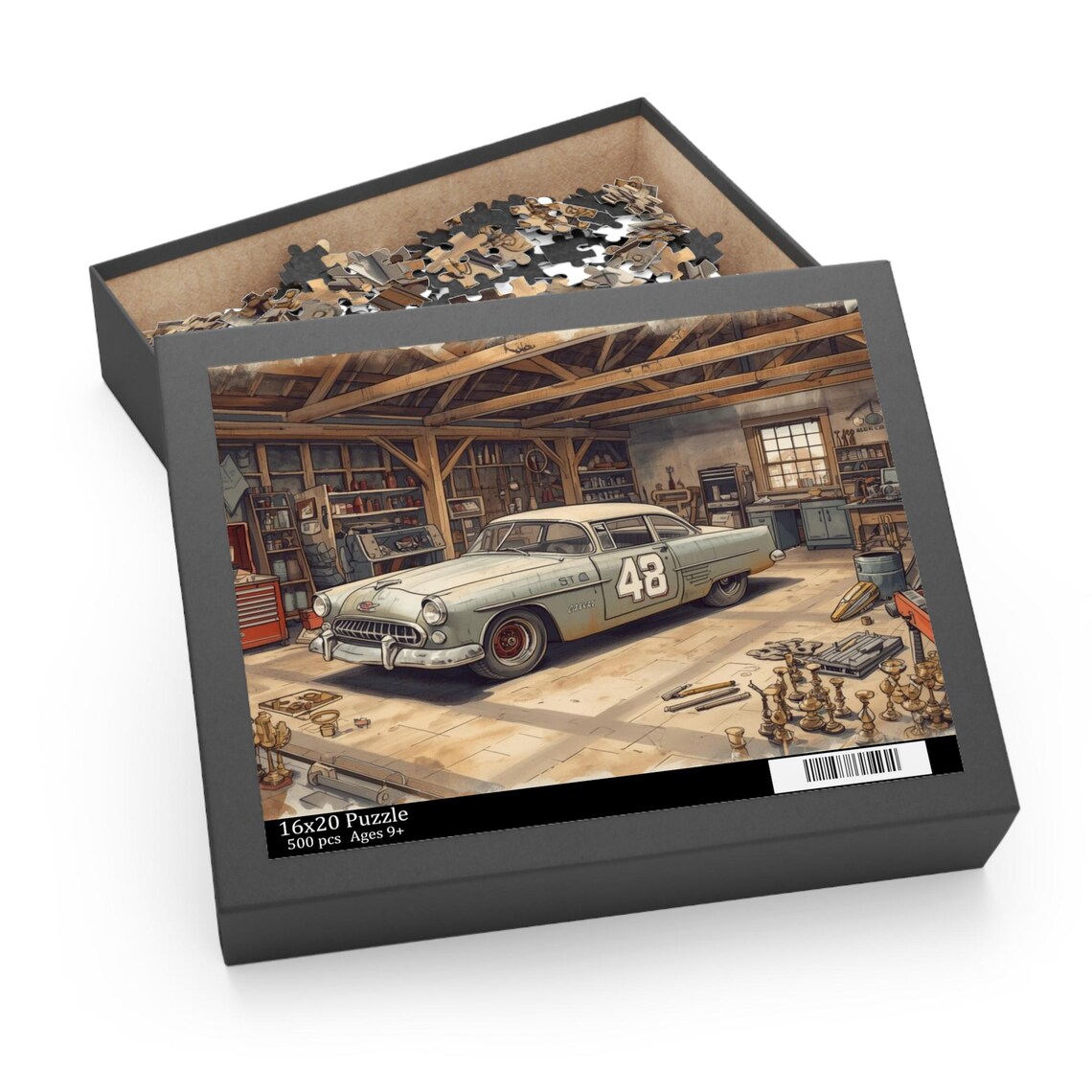 Vintage Stock Car Barn Garage Puzzle Classic #48 Race Car Jigsaw for ...