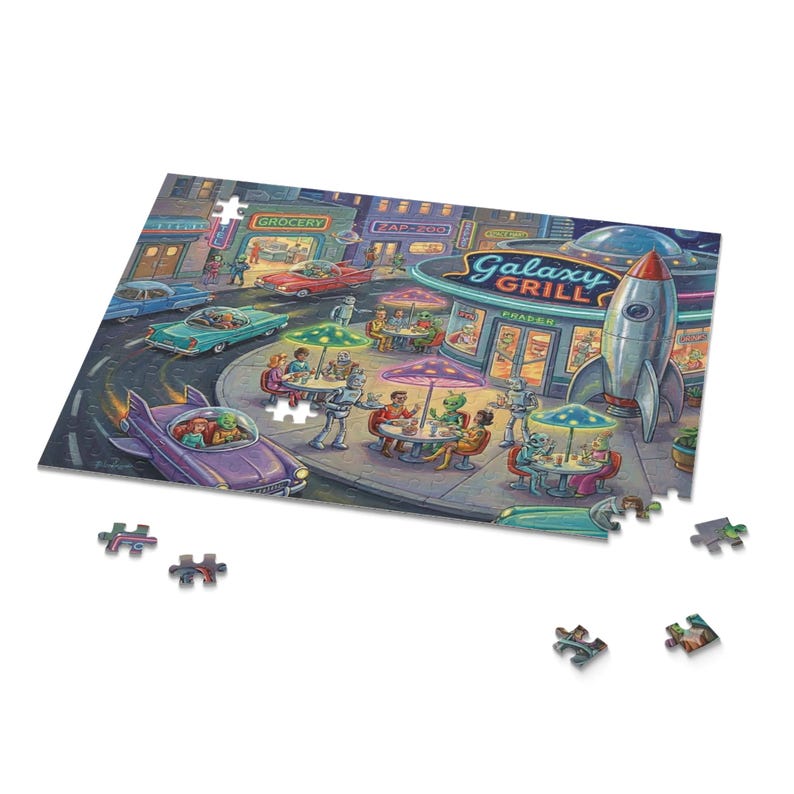 Retro Space Port Diner: Atomic Age Main Street Jigsaw Puzzle - Etsy