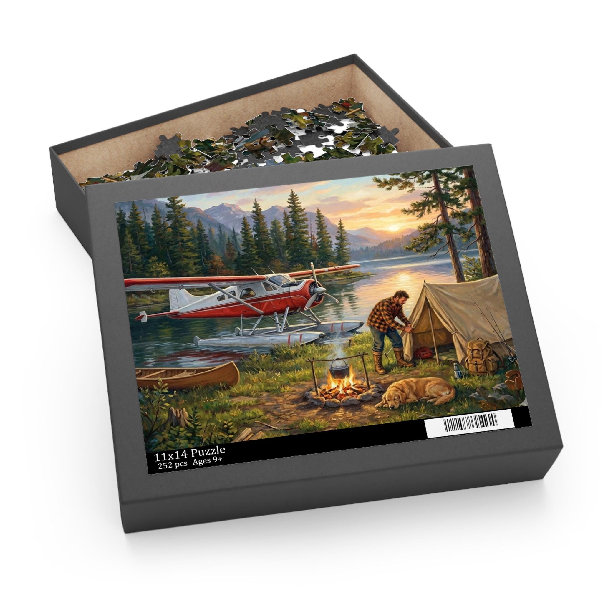 Seaplane Lakeside Camping Puzzle | Scenic Wilderness Campfire Jigsaw - Etsy
