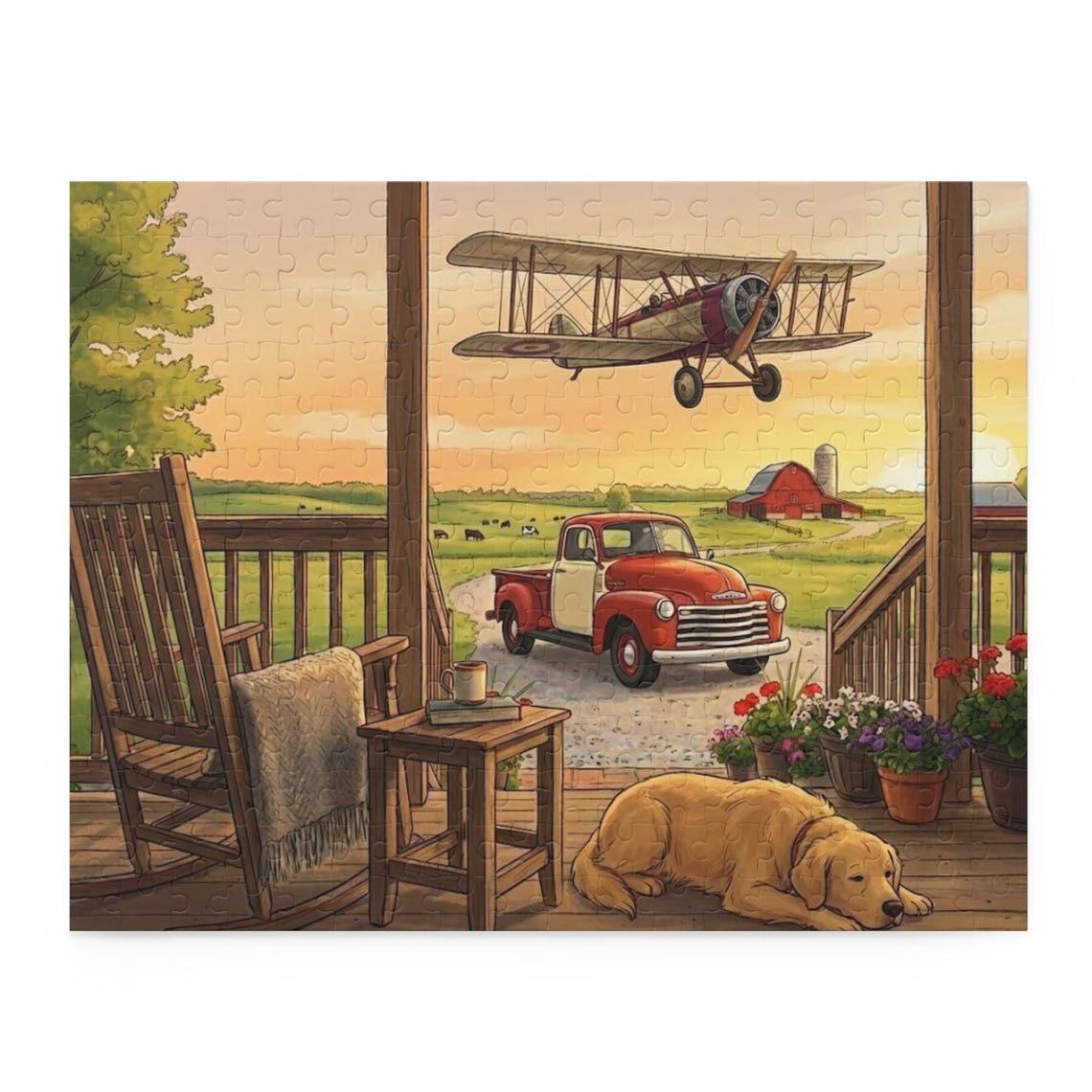 Farmhouse Front Porch Puzzle 100, 250, 500 Piece | Dog, Rocking Chair ...