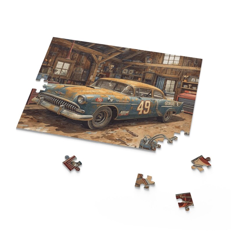Rusty Barn Find Stock Car Puzzle Vintage #49 Race Car Garage Jigsaw - Etsy