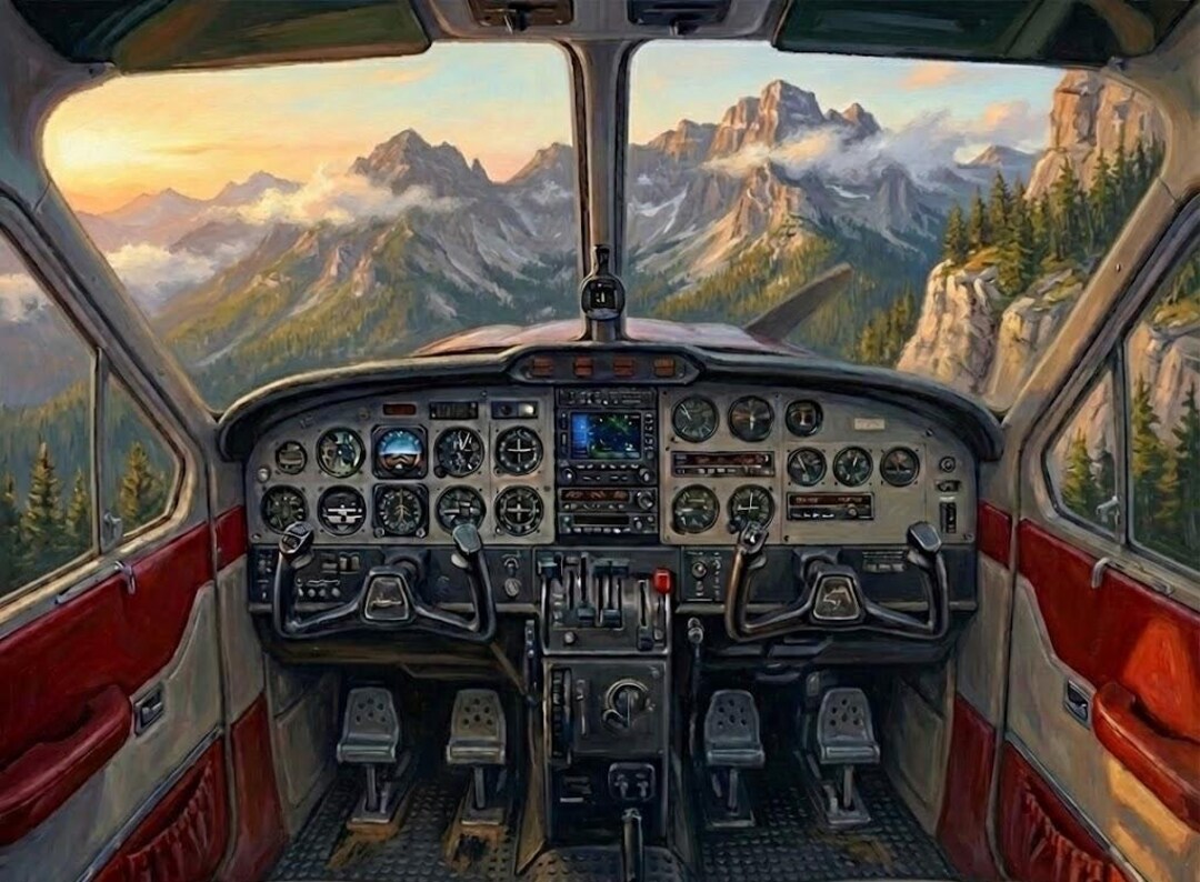 Airplane Bush Plane Cockpit Over Mountain Range Puzzle | Backwoods ...