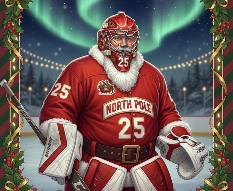 North Pole Hockey Santa Goalie Puzzle | Christmas Holiday Jigsaw - Etsy
