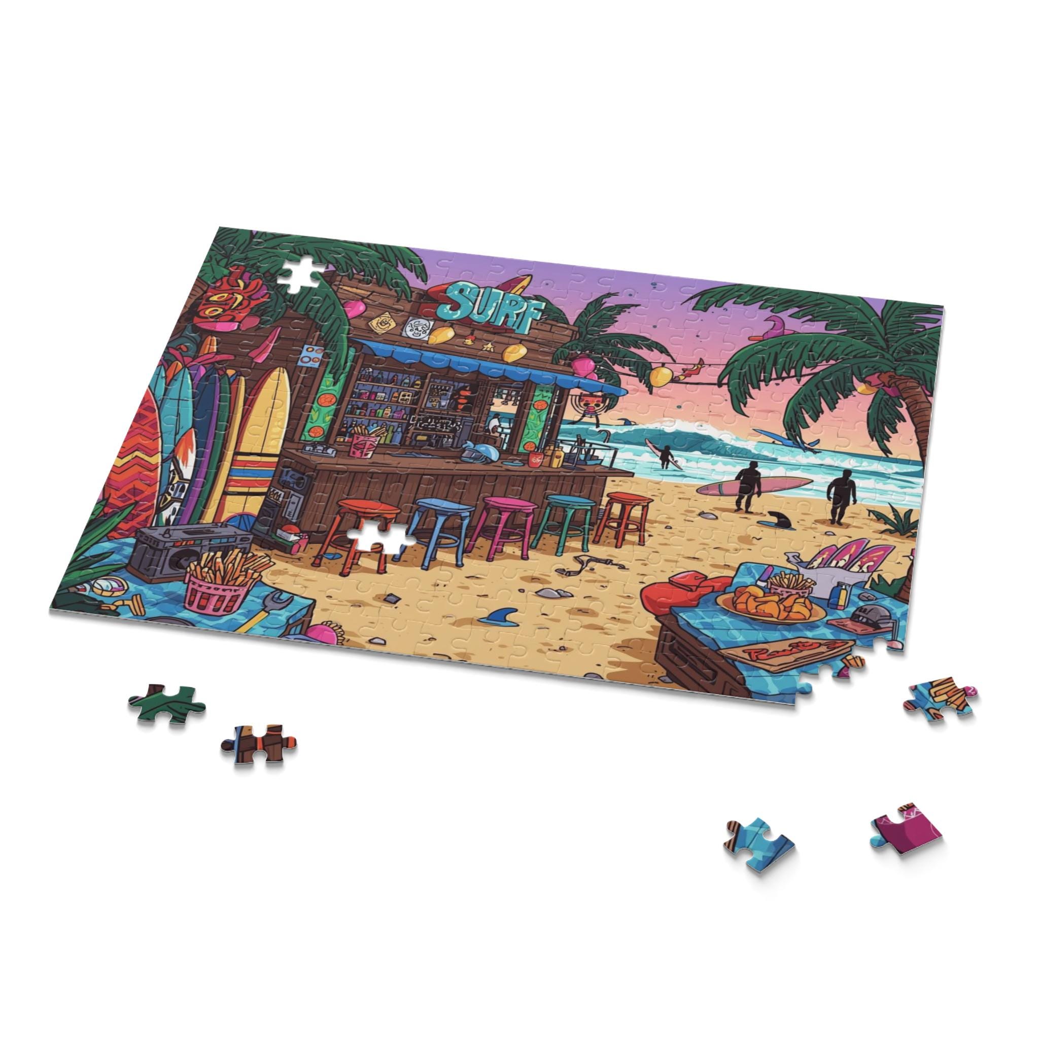 90s Surfer Bar Hangout - Retro Beach Vibe Jigsaw Puzzle - Etsy