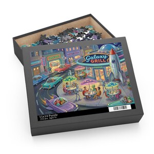 Retro Space Port Diner: Atomic Age Main Street Jigsaw Puzzle - Etsy