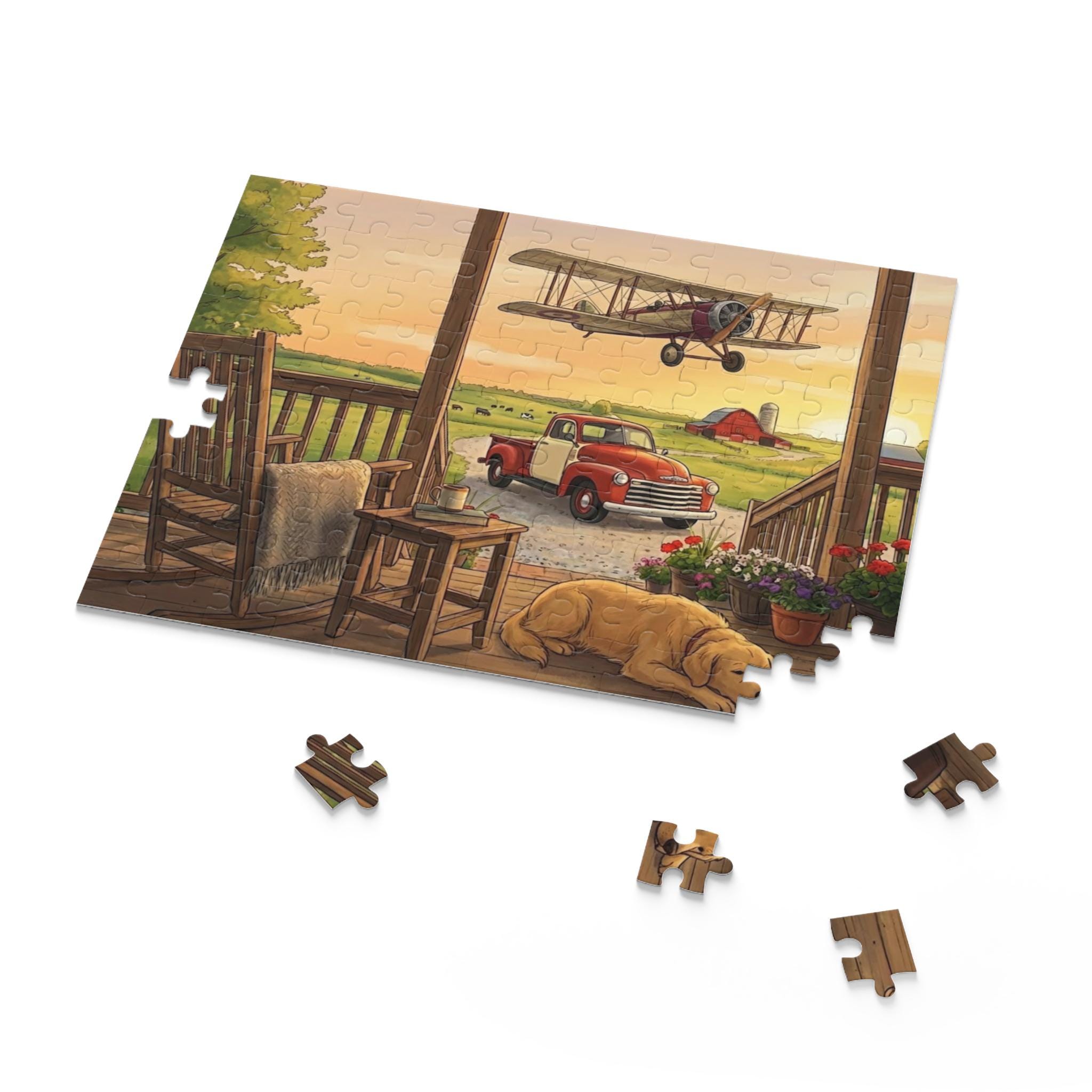 Farmhouse Front Porch Puzzle 100, 250, 500 Piece | Dog, Rocking Chair ...