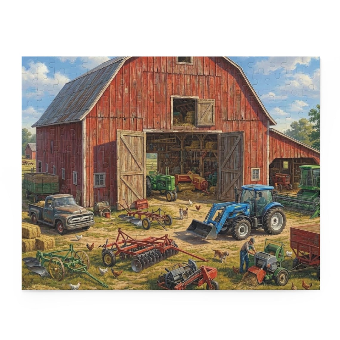 Old Red Farm Barn Trucks Tractors Puzzle 120/252/500-piece - Etsy