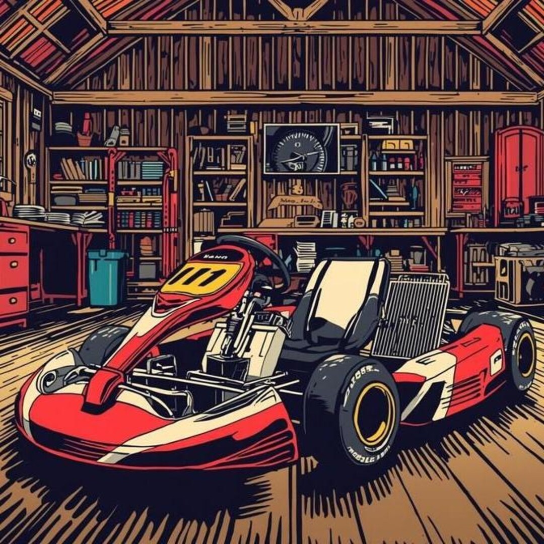 Red Racing Go-kart Garage Jigsaw Puzzle | Karting Race Shop Puzzle Gift ...