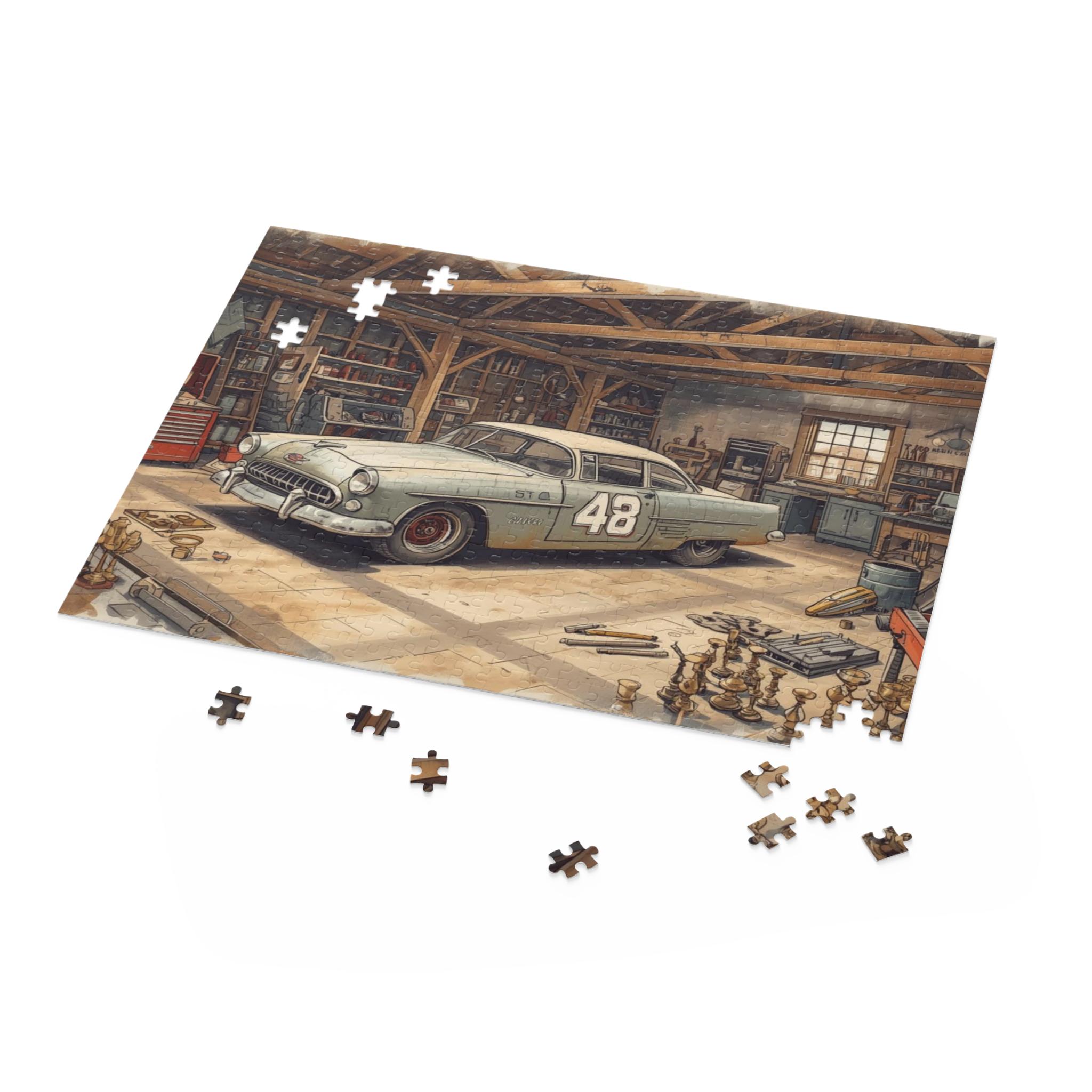 Vintage Stock Car Barn Garage Puzzle Classic #48 Race Car Jigsaw for ...