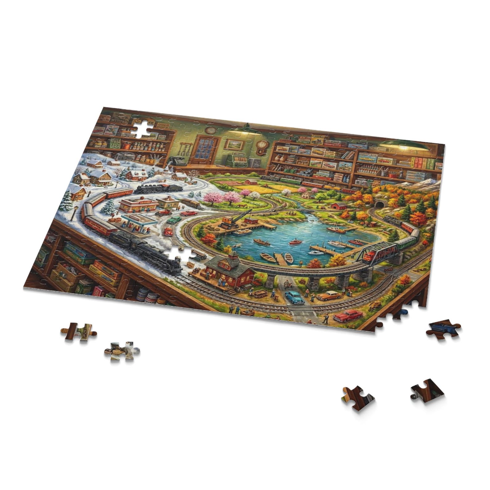 Cozy Toy Model Train Table Village Puzzle - Etsy