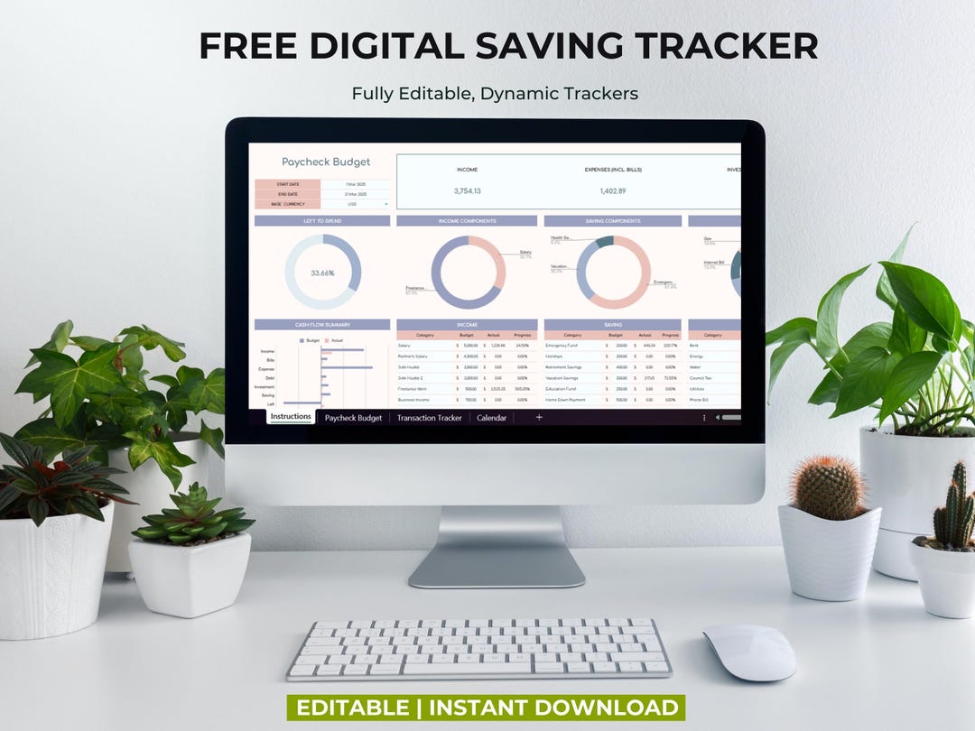 Free Digital Saving Tracker | Excel & Google Sheets Template - Etsy