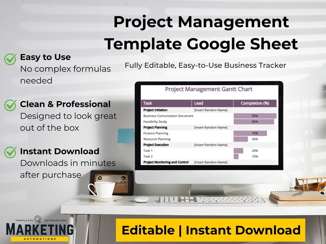 Project Management Template | Google Sheet & Excel (digital Download ...