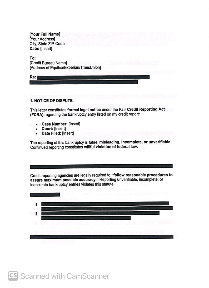 Letter Template - Bankruptcy Renewal Letter - Etsy