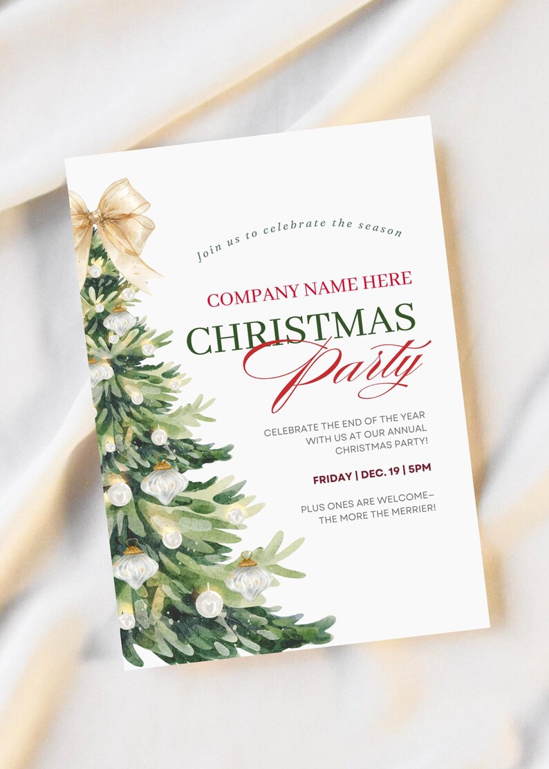 Editable Corporate Christmas Party Invitation, Company Holiday Template ...