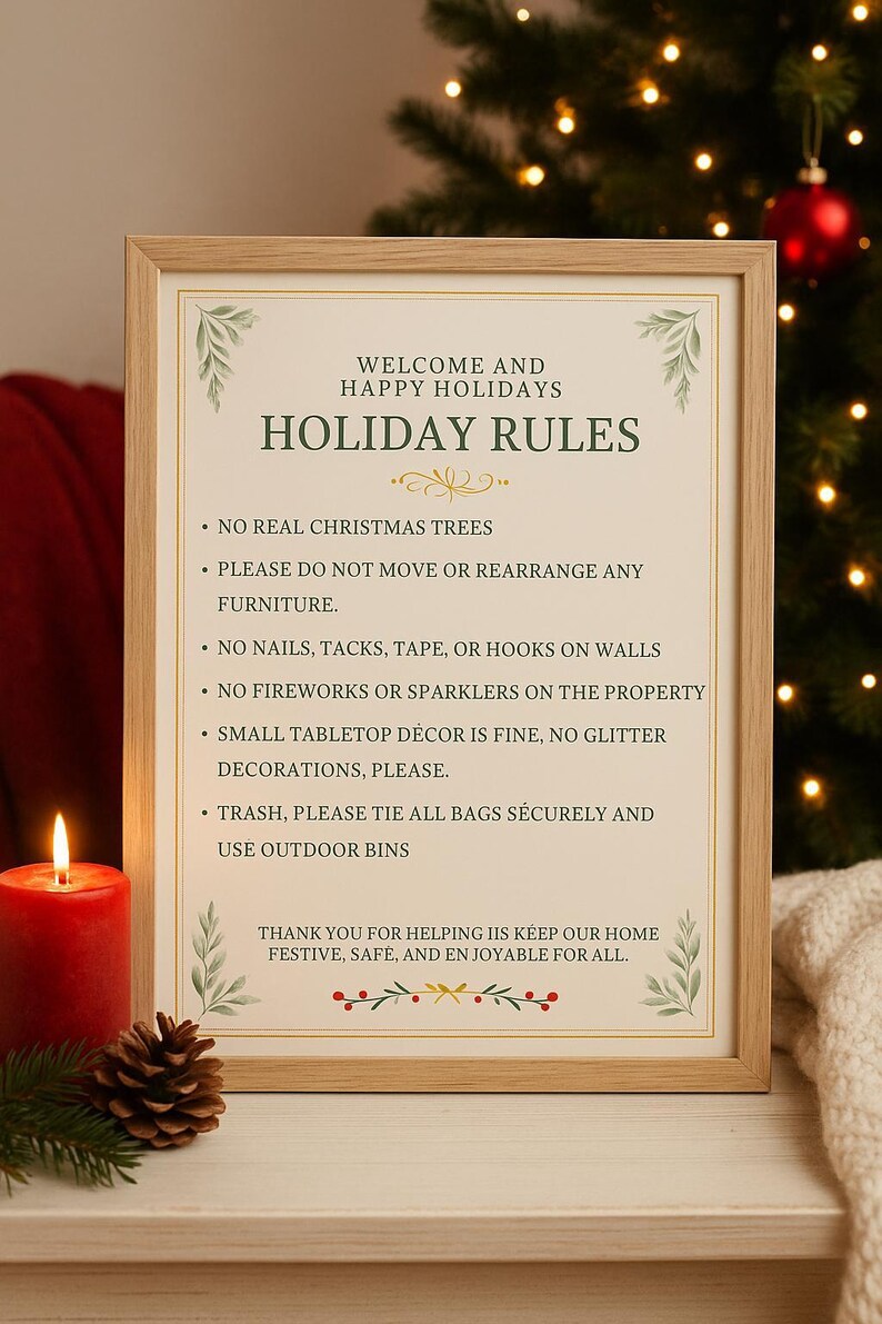 Editable Christmas House Rules Sign | Airbnb, VRBO Printable (digital ...