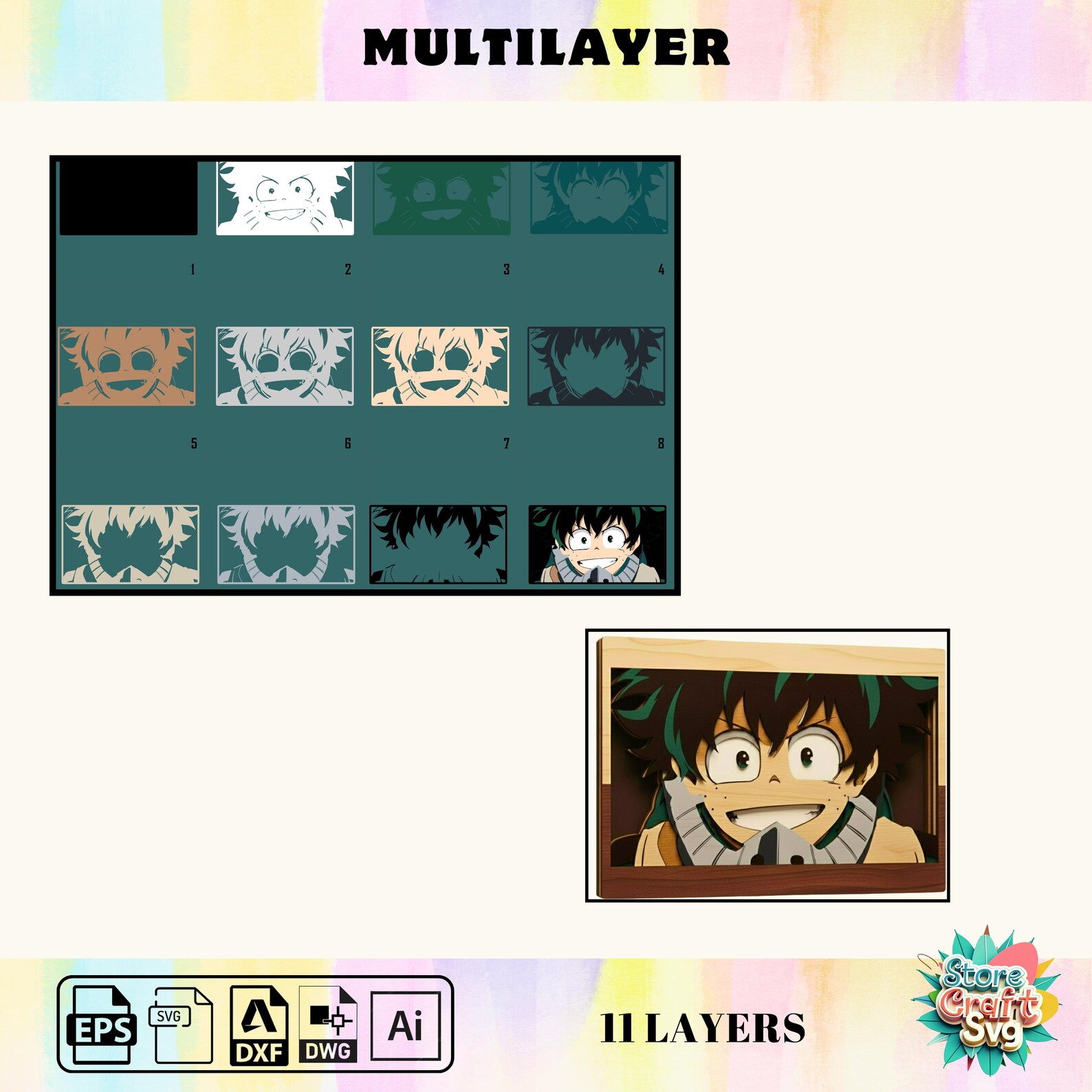 Paquete SVG multicapa de 13 personajes de anime / SVG de anime ...