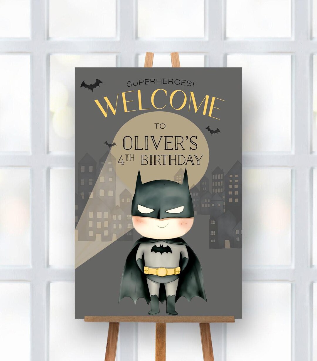 Bat Superhero Welcome Sign, Superhero Birthday Sign, Avengers Decor ...