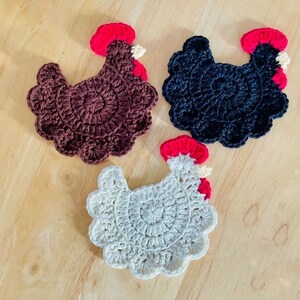 Chicken Coasters-set of 5 Crochet Coasters-farmhouse Coasters-hen ...