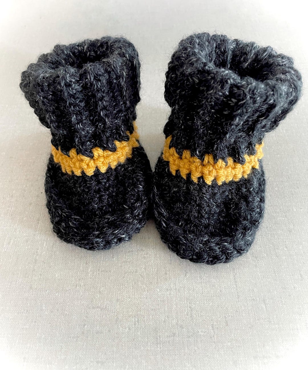 Arrives After Christmas- Crochet Football Booties , Black and Gold Team ...