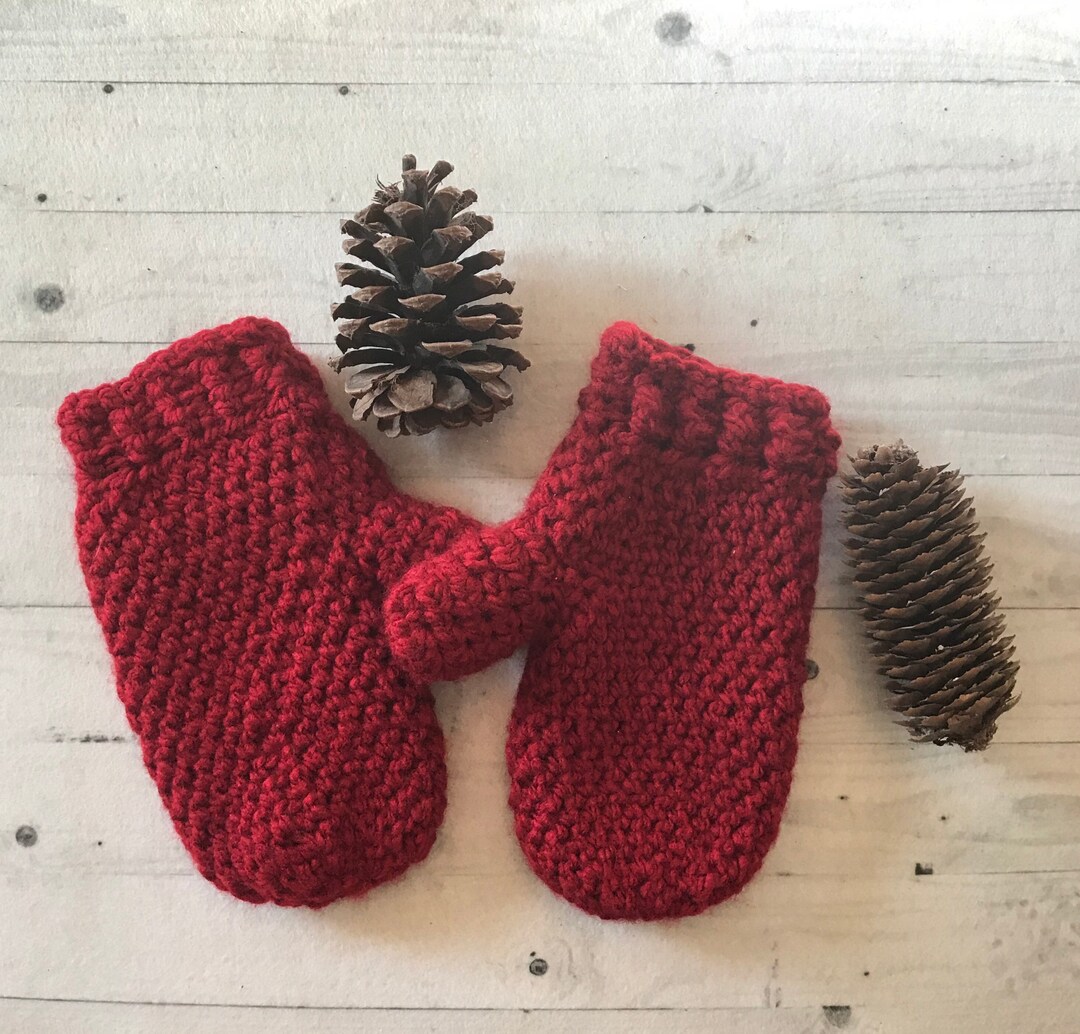 Crochet Chunky Mittens: Women's Bulky Acrylic Blend, Choose Your Color ...