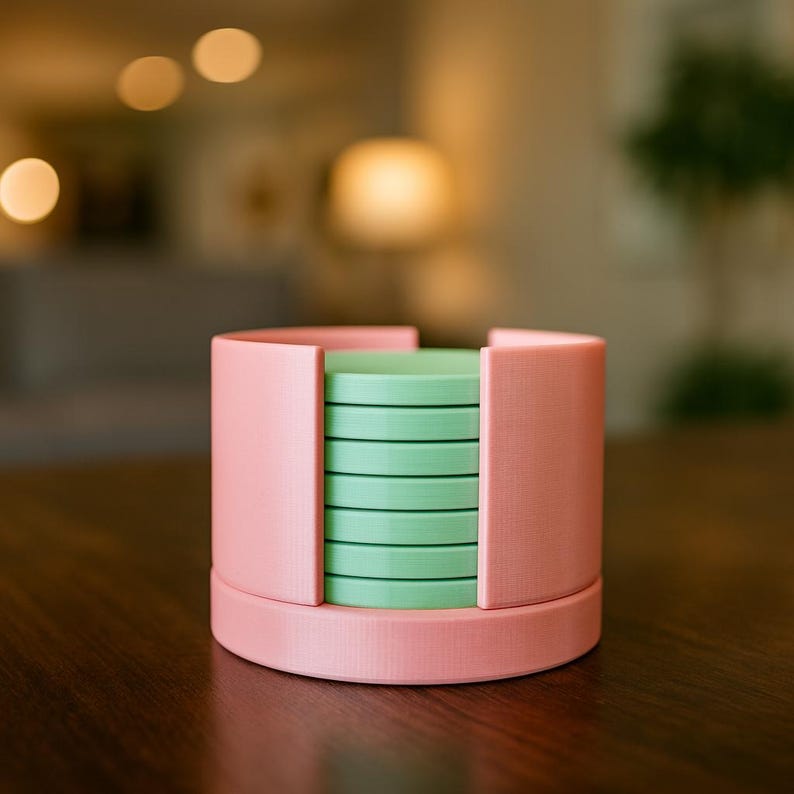 Modern Coaster Set STL With 4 and 8 Coaster Holders | 3D Print Digital ...