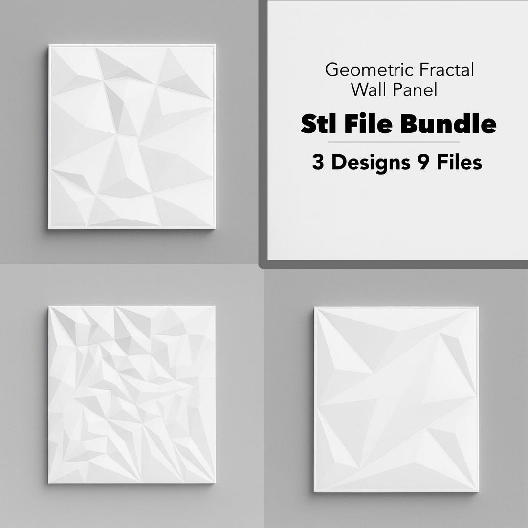 3D Geometric Fractal Wall Tile STL Bundle | Modern Polygon Art (digital ...